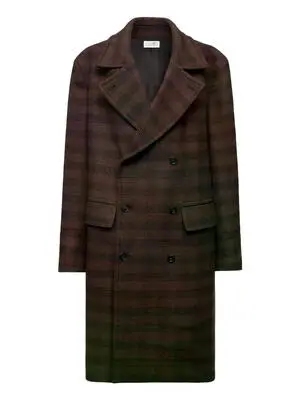 MAISON MARGIELA Checked Double-breasted Coat - Brown