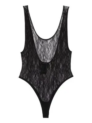 Wardrobe.NYC Lace Tank Bodysuit - Black