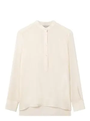 Stella McCartney Band Collar Silk Shirt - Natural