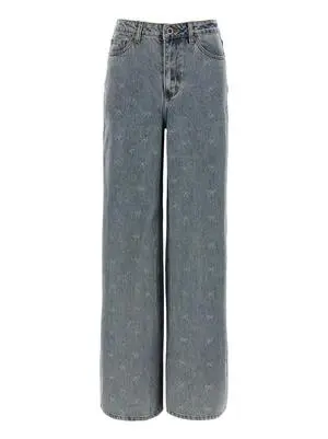 SELF-PORTRAIT Light Diamante Bow Jeans - Blue
