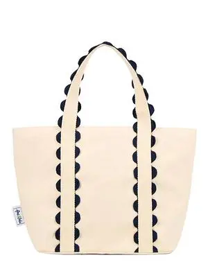 AME & LULU Mini Nantucket Tote - Natural With Navy Detail