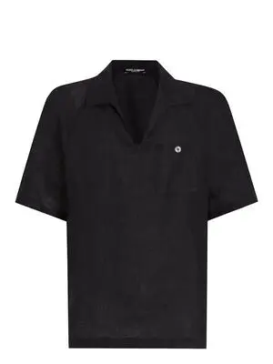 Dolce & Gabbana Short-sleeved Linen T-shirt - Black
