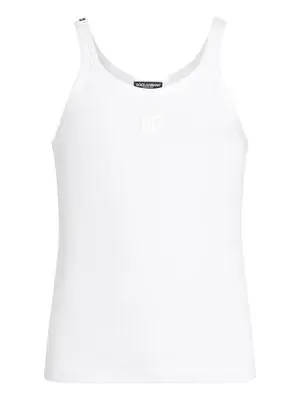 Dolce & Gabbana Cotton Tank Top With Embroidery - White