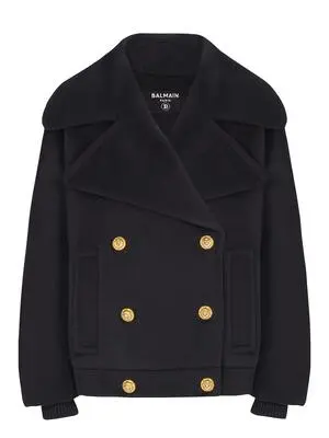 Balmain Wool-cashmere Pea Coat - Black