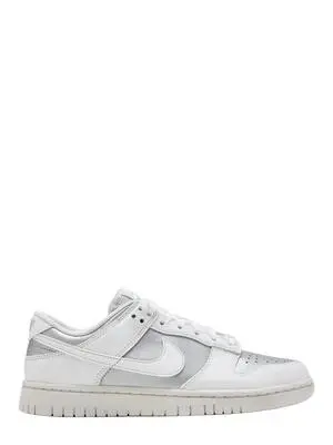 Nike Dunk Low Metallic Leather Sneakers - Silver