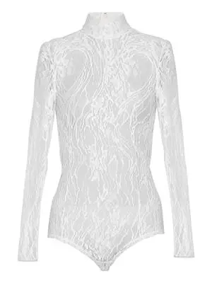 Balmain Lace Long-sleeve Top - White