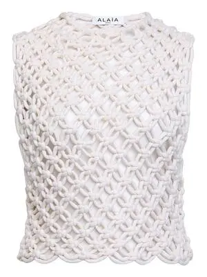 Alaïa Crop Tank Top - Blanc Naturel