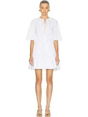 Alaïa Short Sleeve Ruffle Dress Blanc