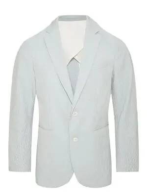 Orlebar Brown Garret Seersucker Blazer Wave And White Sand - Blue