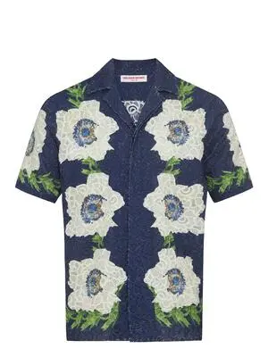 Orlebar Brown Maitan Broderie Shirt Night Iris - Blue