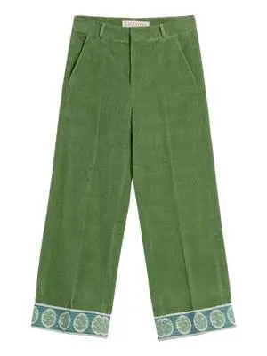 Valentino Garavani Washed Velvet Straight Leg Trousers - Green