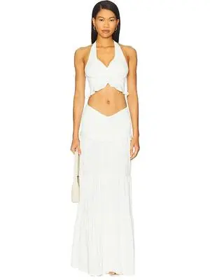 MORE TO COME Halterneck Maxi Skirt Set - White
