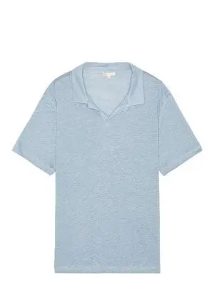 Onia Shaun Linen Polo In . Also - Blue