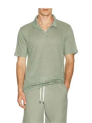 Onia Shaun Linen Polo In . Also - Green