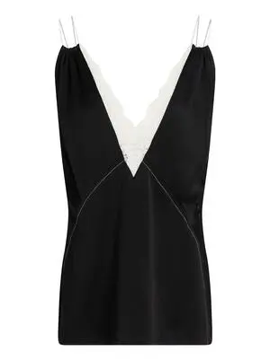 Victoria Beckham Lace-trimmed Satin-crepe Camisole - Black