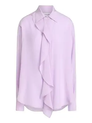Victoria Beckham Ruffled Silk-chiffon Shirt - Lilac