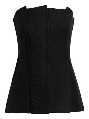 Proenza Schouler Corinne Strapless Gabardine Peplum Top - Black