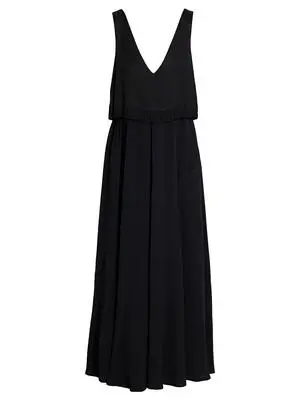 Proenza Schouler Lynda Fringed Bouclé-paneled Crepe Maxi Dress - Black
