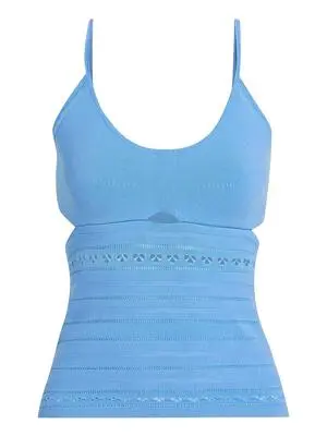 Victoria Beckham Cutout Pointelle-knit Top - Light Blue