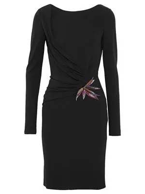 Emilio Pucci Embellished Ruched Jersey Mini Dress - Black