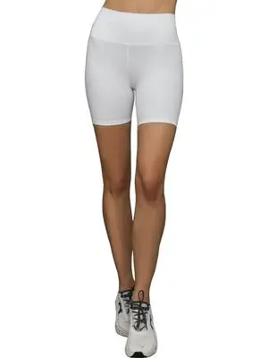 Carbon38 Ribbed Biker Short - White