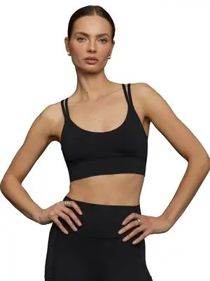 Carbon38 Multi Strap Active Bra In Diamond Compression Black