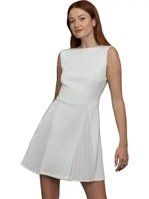 Carbon38 Split Pleat Tennis Dress In Scuba - White