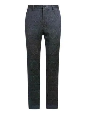 Etro Patterned-jacquard Tailored Trousers - Blue