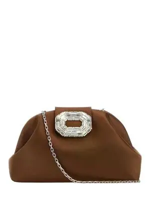 Amina Muaddi Sculpted Satin Evening Bag Brown
