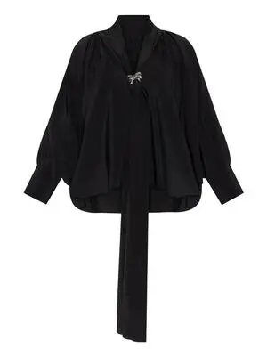 Max Mara Tie-front Silk Blouse - Black
