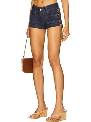 EB DENIM Lace Up Denim Short - Midnight Rodeo