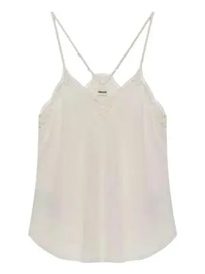 Zadig&Voltaire Lace Trimmed Silk Tank Top - Neutrals