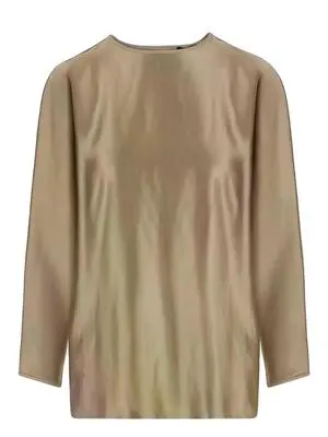 Giorgio Armani Satin-finish Long-sleeve Top - Neutrals