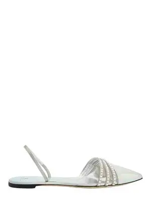 GIUSEPPE ZANOTTI Claralie Slingback Flat Sandals - Silver