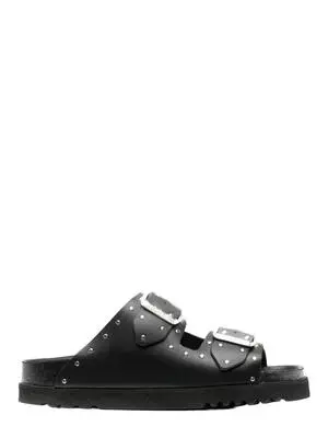 DR. SCHOLL'S SHOES Beatriz Stud-embellished Leather Slides - Black