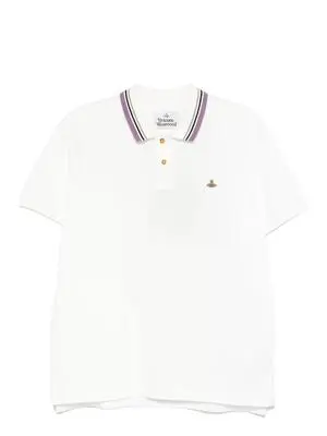 VIVIENNE WESTWOOD Orb-embroidered Polo Shirt - White