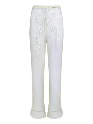 Karl Lagerfeld Sequinned Mesh Trousers - Neutrals