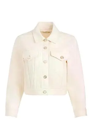 Alice + Olivia Lana Denim Jacket - Neutrals
