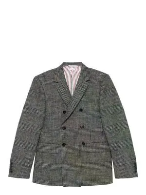 Thom Browne Prince Of Wales-check Blazer - Grey