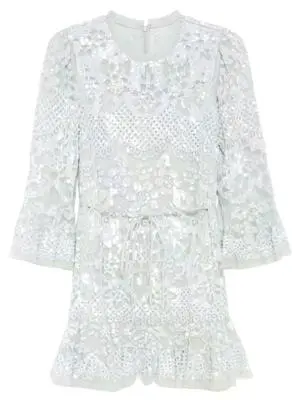 NEEDLE & THREAD Sequin Embellished Dress - Blue