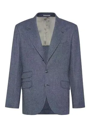 Brunello Cucinelli Cavallo Wool-blend Blazer - Blue
