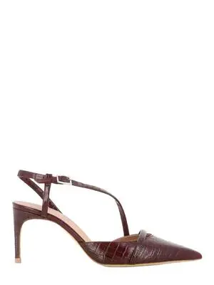 MALONE SOULIERS 70mm Valeria Crocodile-embossed Pointed-toe Pumps - Brown