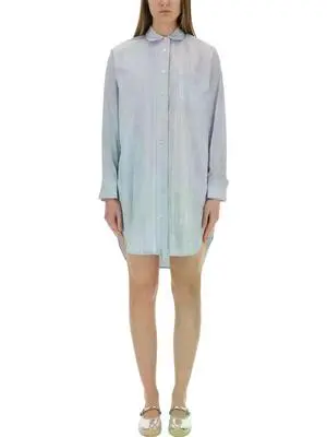 Michael Kors Pinstripe Button-up Shirt Dress - Blue