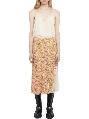 Zadig&Voltaire Floral Print Midi Skirt Orange