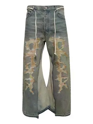 RRR123 Layered Wide-leg Jeans - Blue