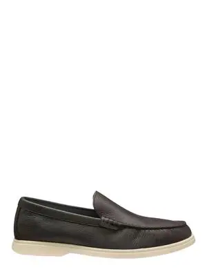 BOSS BOSS Logo-Detail Moccasins In Tumbled Leather Brown