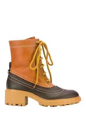 Chloé Franne Leather Lace-up Combat Boots - Brown