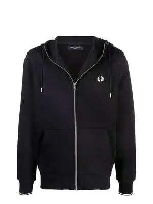 Fred Perry Logo-Embroidered Hoodie Blue