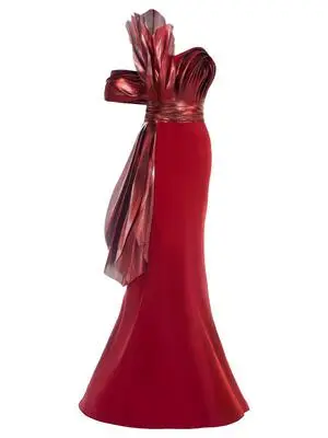GABY CHARBACHY Asymmetric Mermaid Gown - Red