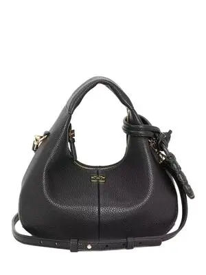 GANNI Textured Leather Mini Tote Bag - Black